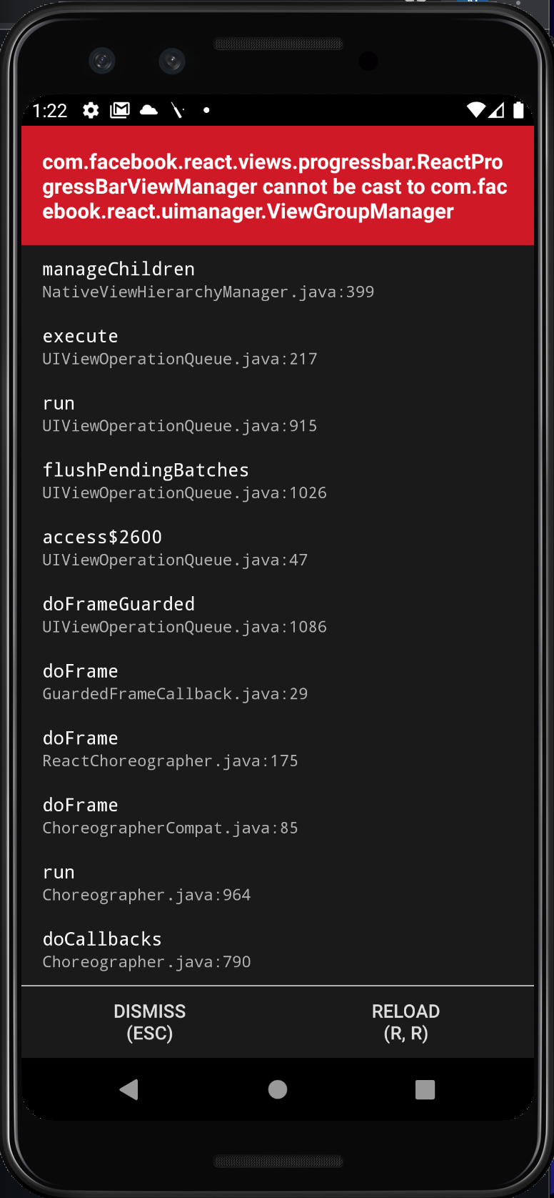 Com Facebook React Views Progressbar Reactprogressbarviewmanager Cannot Be Cast To Com Facebook