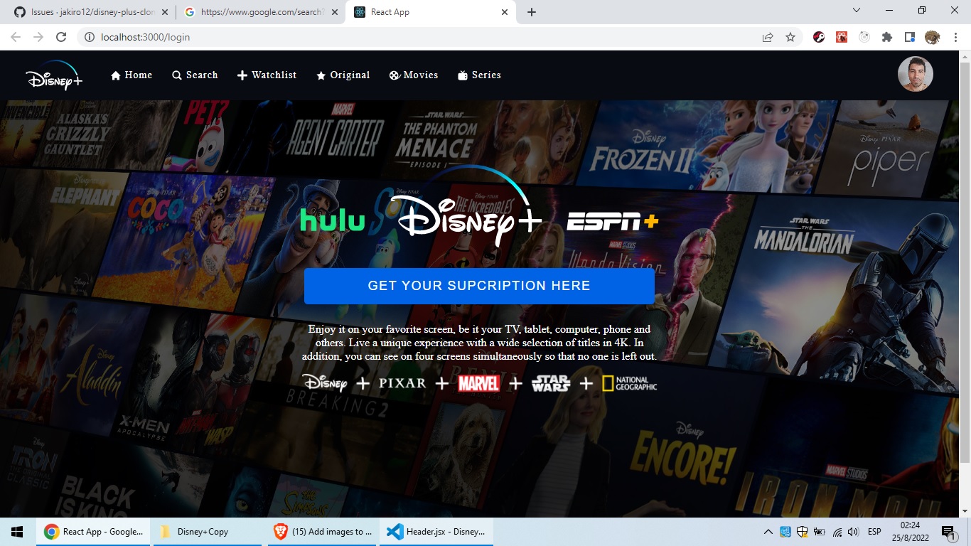 GitHub - jakiro12/disney-plus-clone: First clone of disney plus. It is in progress yet