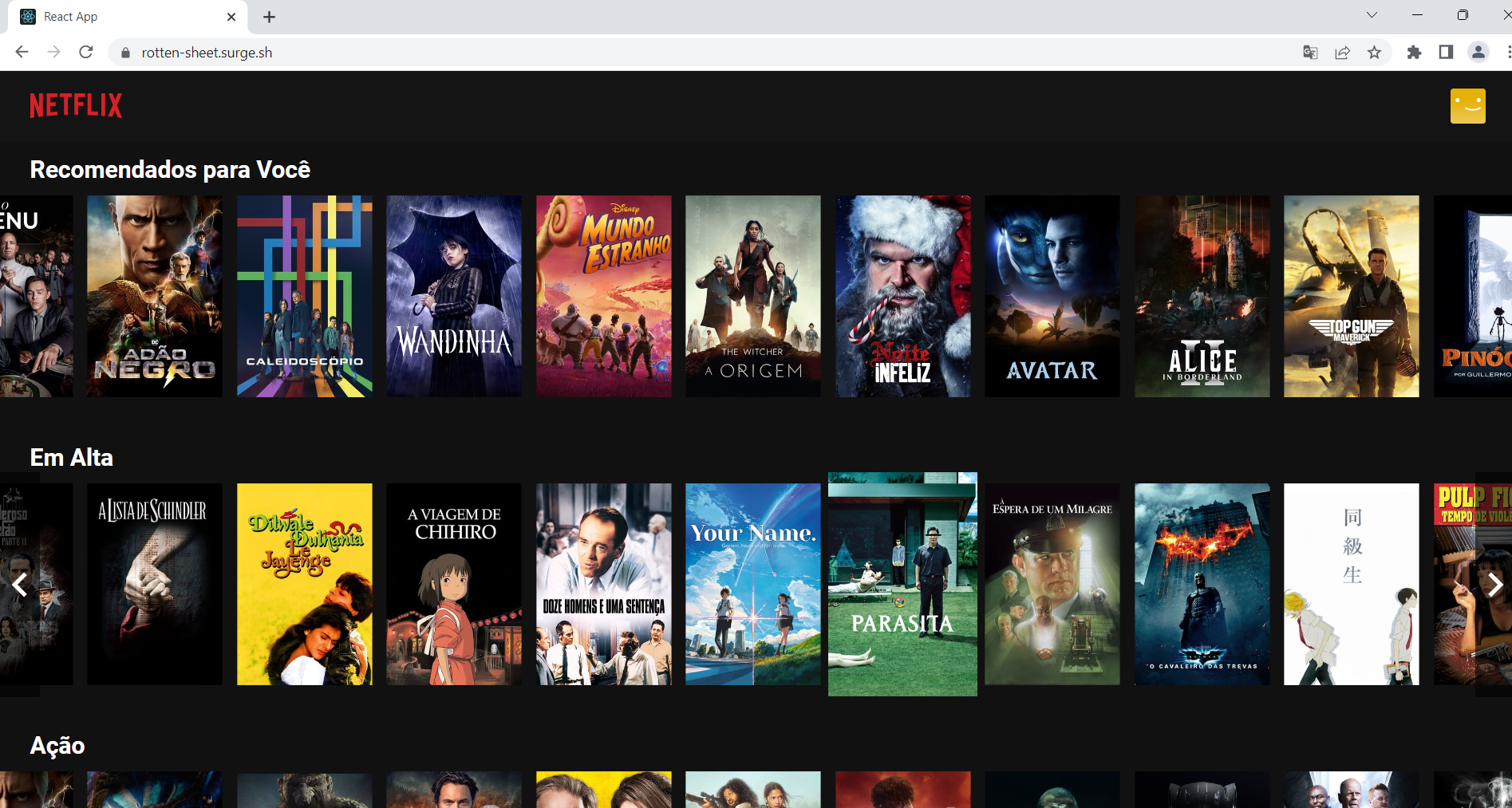 GitHub - hugoaguiar87/NetflixClone: Projeto feito em ReactJS no qual ...