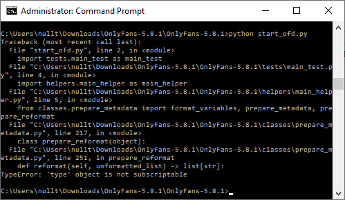 TypeError: 'type' object is not subscriptable · Issue #557 · UltimaHoarder/UltimaScraper · GitHub