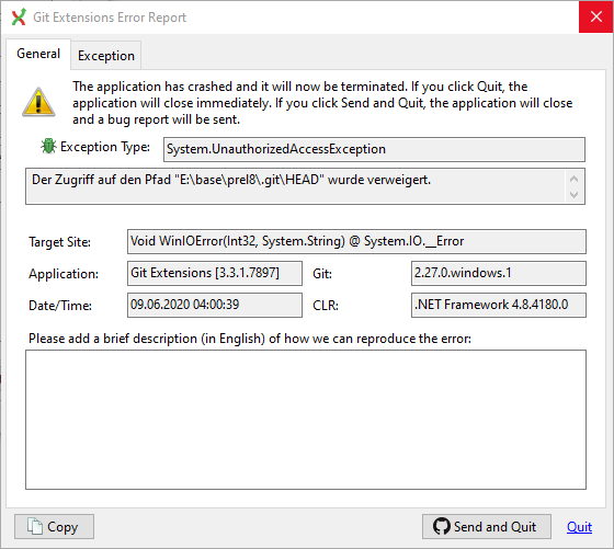 [NBug] System.UnauthorizedAccessException on showing dashboard because repository directory is ...