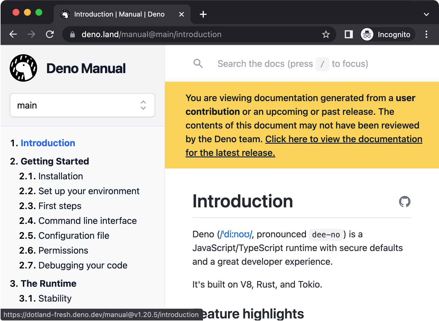 Manual links to `dotland-fresh.deno.dev` instead of `deno.land` · Issue #2108 · denoland/dotland ...