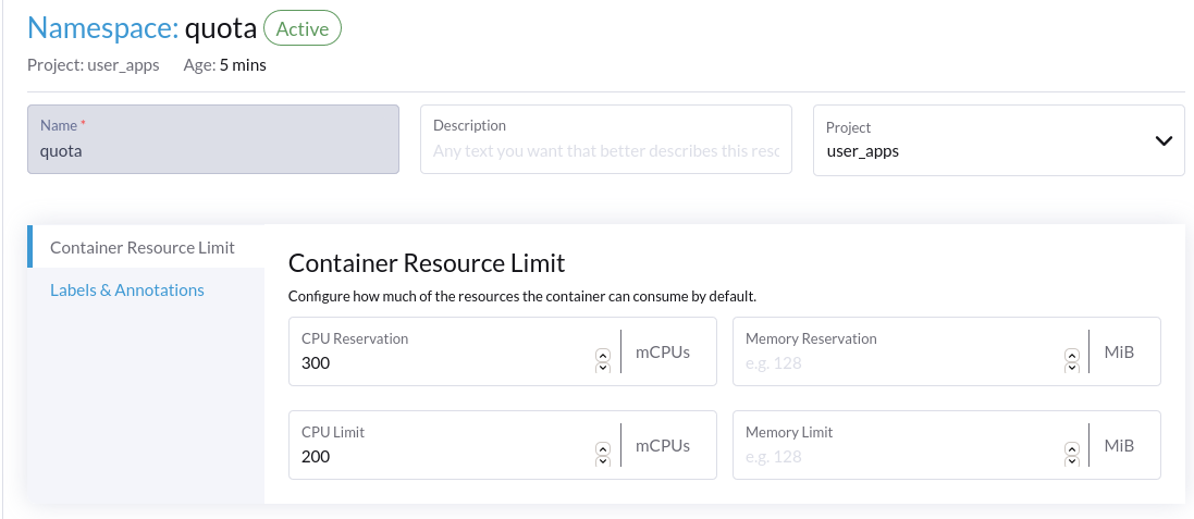 Project/namespace quota not working · Issue #4597 · rancher/dashboard · GitHub