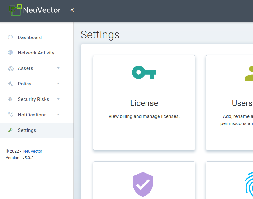 Remove Settings - License from open source product · Issue #382 · neuvector/neuvector · GitHub