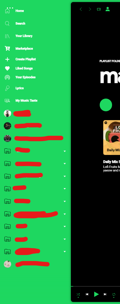 Sidebar doesnt go far enough to show all playlists · Issue #679 · spicetify/spicetify-themes ...