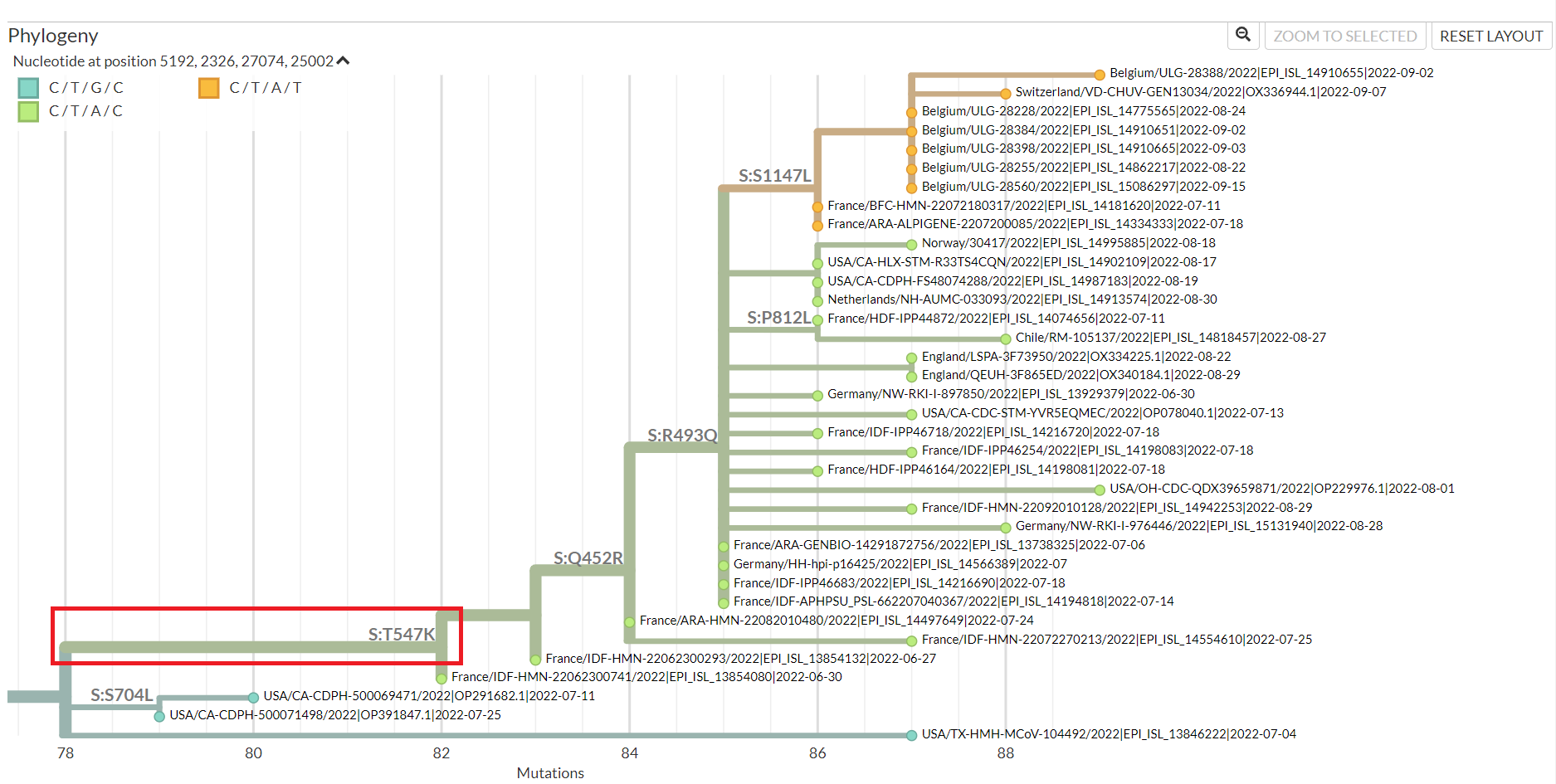 Potential BA.2/BA.5 recombinant lineage with S:T547K and S:S1147L (13 ...