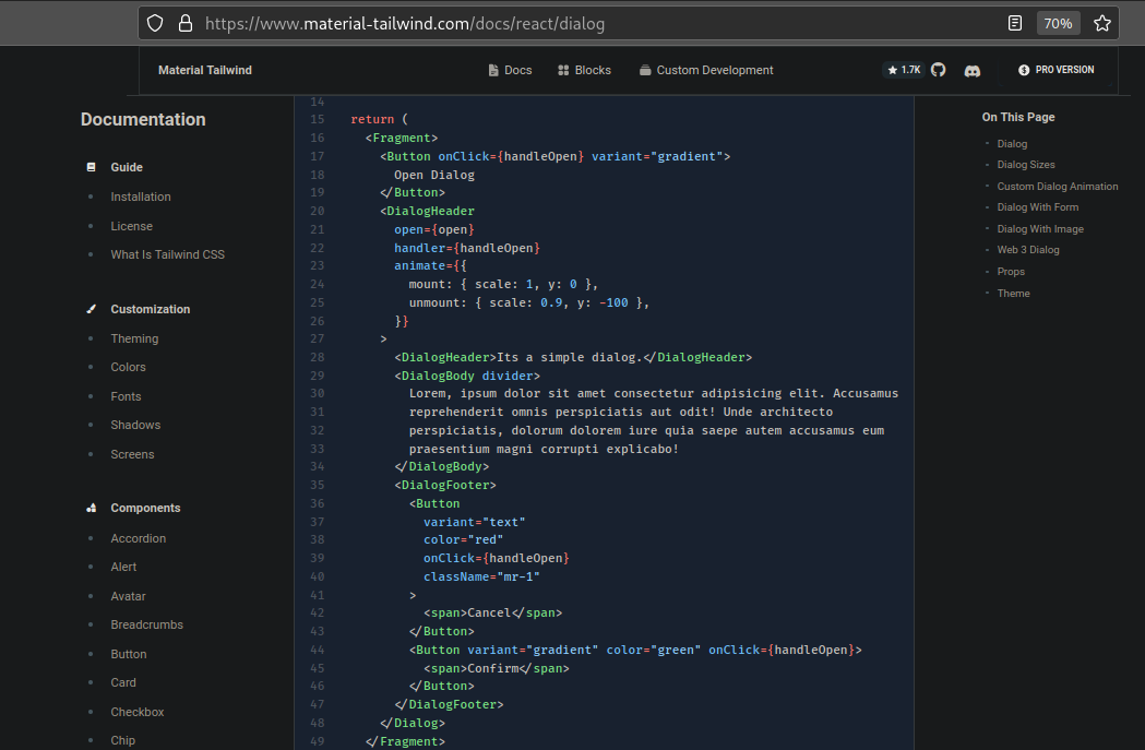 Mistake In Custom Dialog Animation Example · Issue 321 · Creativetimofficial Material Tailwind