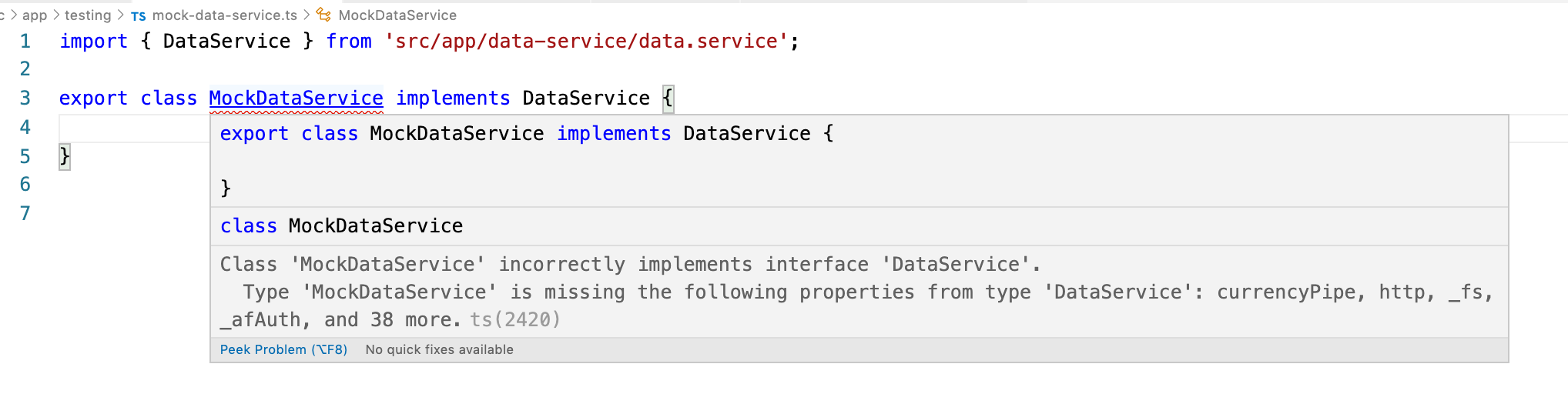 Implement interface is not working (Typescript) · Issue #111267 ...