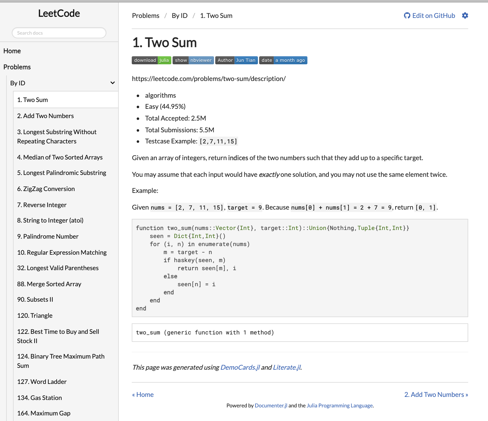 Rfc Correctly Format Problems By Johnnychen94 · Pull Request 37 · Juliacnleetcodejl · Github 