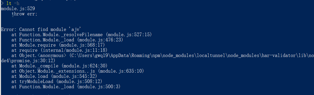 Error Cannot Find Module Ajv · Issue 195 · Localtunnellocaltunnel 