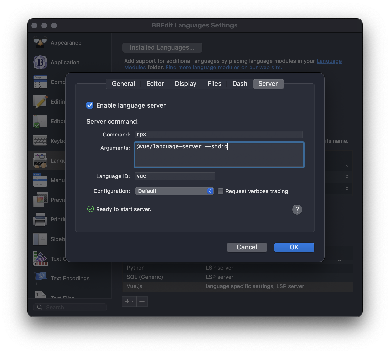 Volar seems incompatible with BBEdit · Issue #3602 · vuejs/language-tools · GitHub