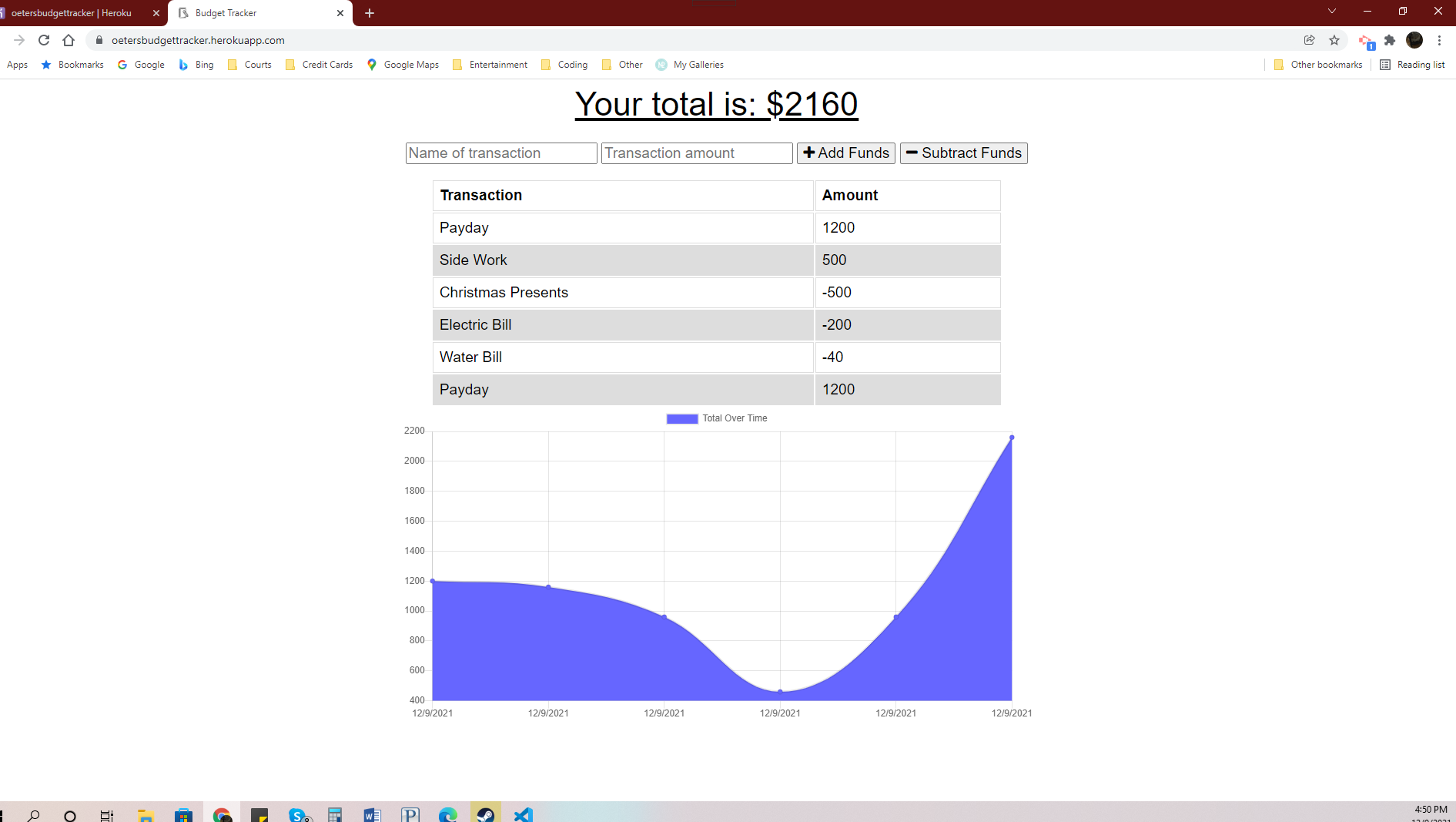 GitHub - gus1919/BudgetTracker: The user can add expenses or deposits ...