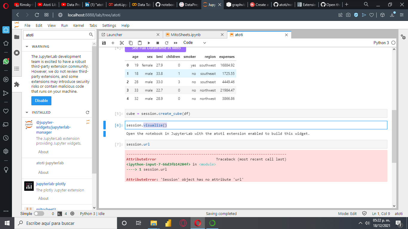 Open the notebook in JupyterLab with the atoti extension installed and ...