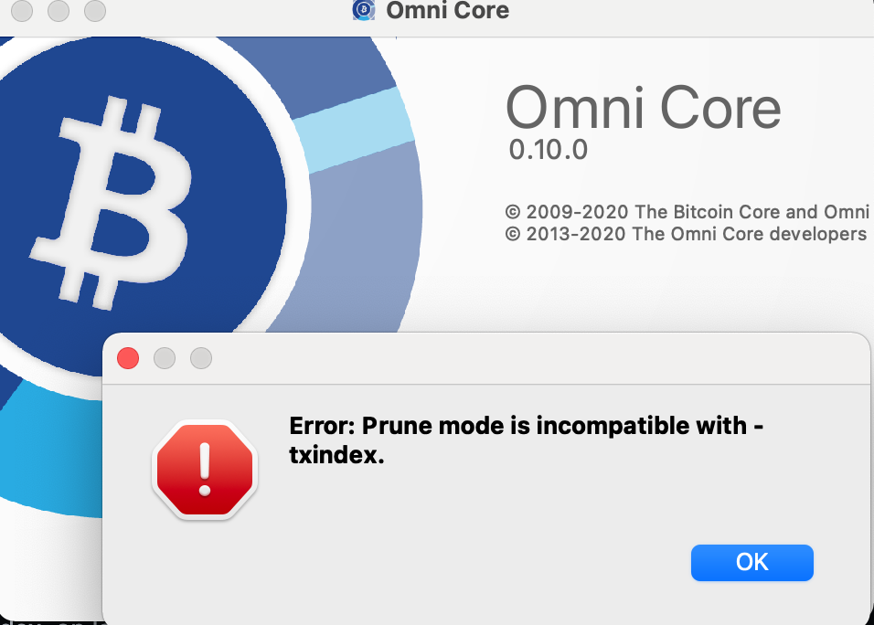 Getting Error: Prune mode is incompatible with -txindex. on launching omnicore · Issue #1235 ...