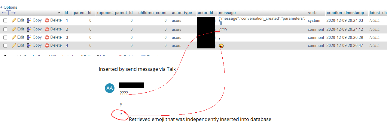 Emojis not working; Seemingly not related to MySQL or PHP! · Issue #4744 · nextcloud/spreed · GitHub