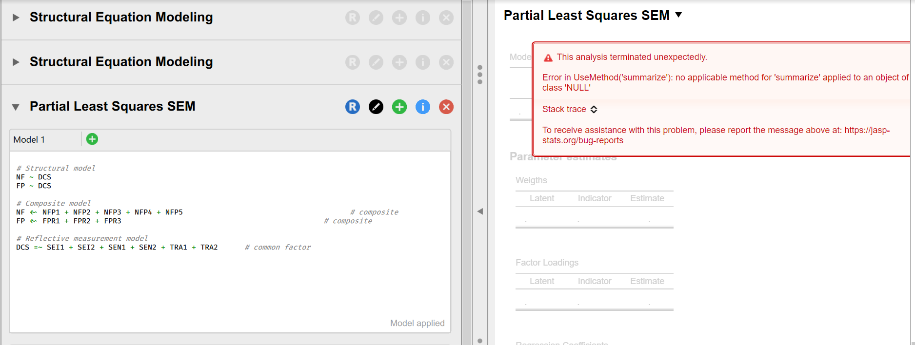 [Bug]: PLS-SEM, · Issue #2198 · jasp-stats/jasp-issues · GitHub