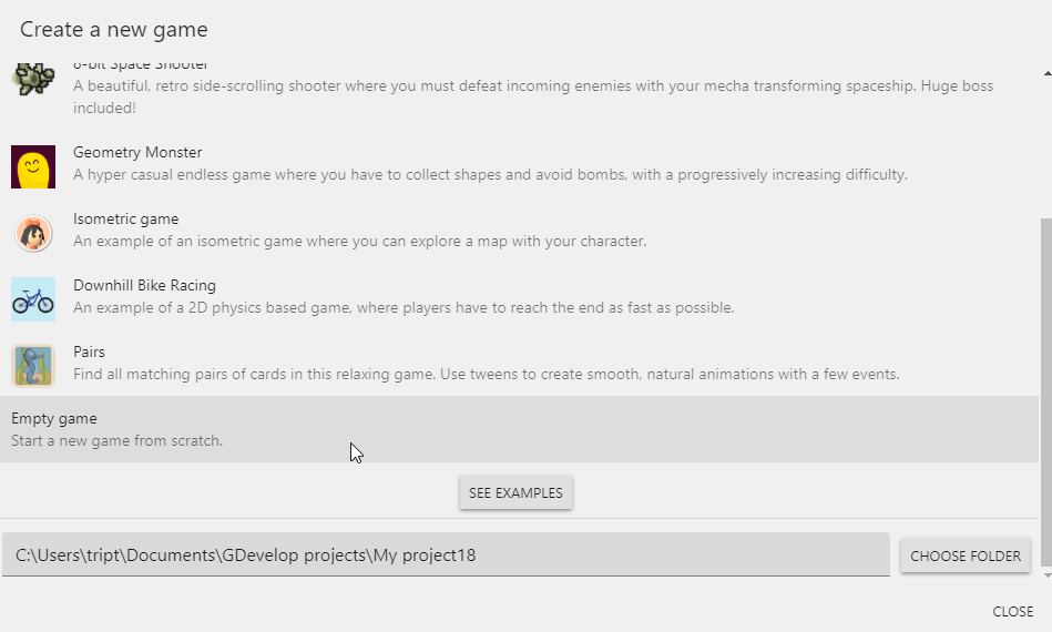 Create a new game dialog: important configuration is offscreen · Issue #1503 · 4ian/GDevelop ...