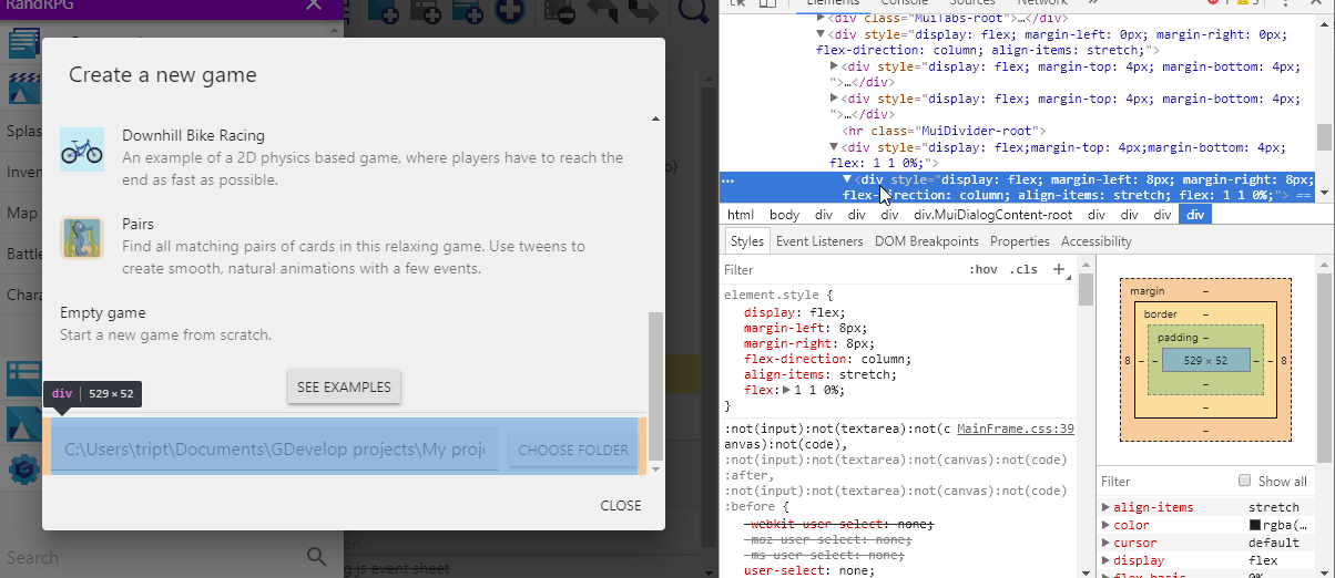 Create a new game dialog: important configuration is offscreen · Issue #1503 · 4ian/GDevelop ...