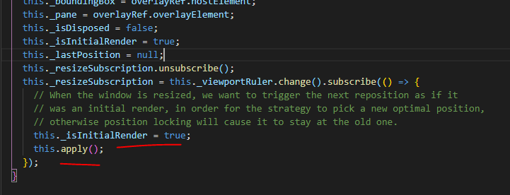 Overlay update position allow set _isInitialRender · Issue #18487 · angular/components · GitHub