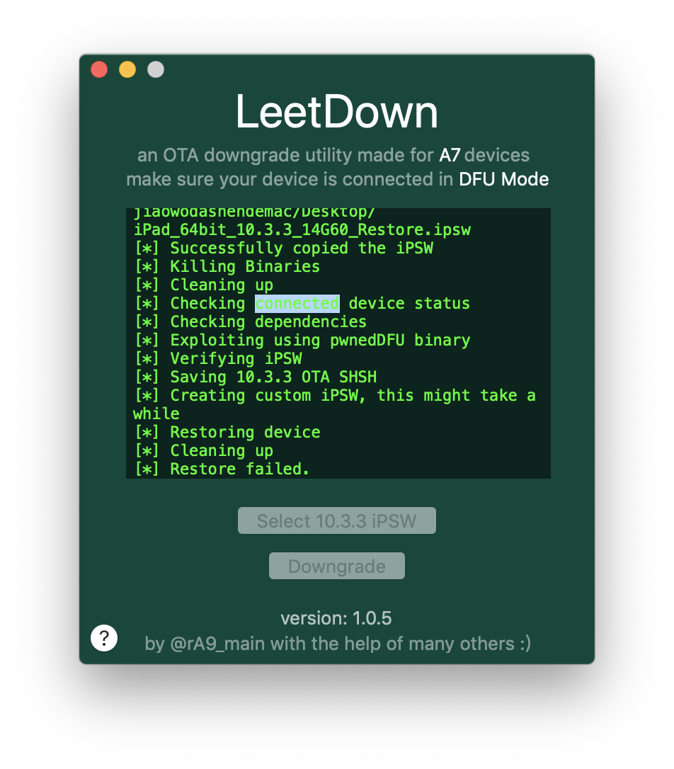 iPadmini2 12.5.2restore failed · Issue #56 · rA9stuff/LeetDown · GitHub