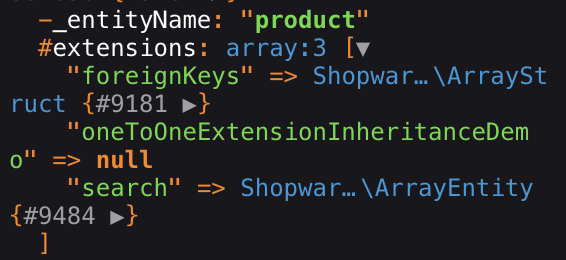 Inherited extension associated with OneToOne of variant products is ...