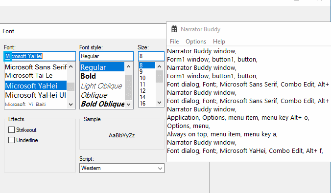 Narrator announces the wrong message when changing font properties in Font dialog · Issue #5314 ...