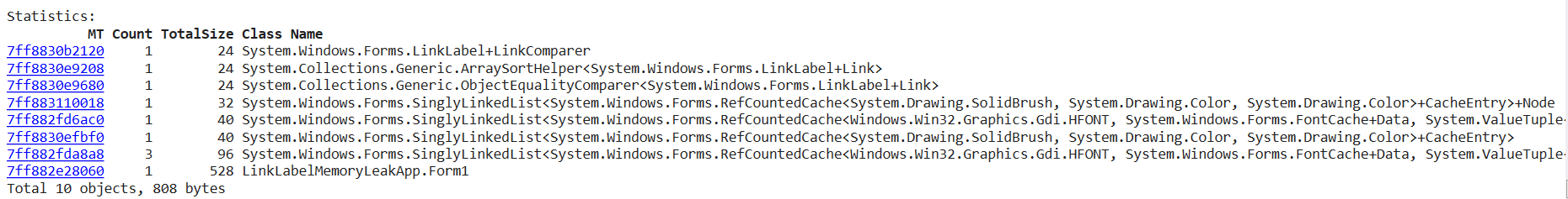 LinkLabel accessible object memory leak · Issue #9327 · dotnet/winforms · GitHub
