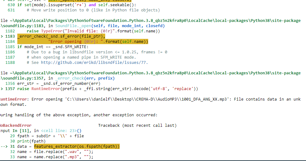 Librosa 0.9.1 load() showing File contains data in an unknown format. reading .wav and .mp3 ...