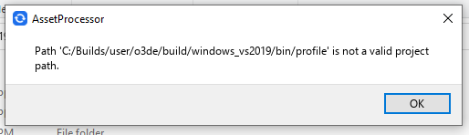Invalid project path error message includes a wrong path · Issue #9334 · o3de/o3de · GitHub