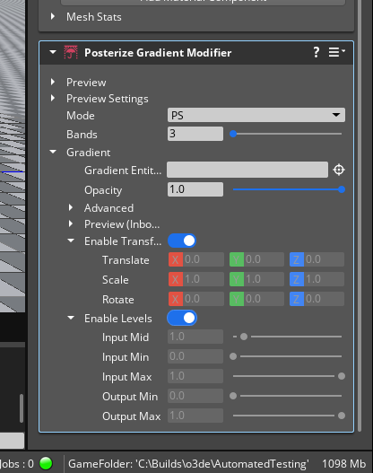 Levels and transform value fields are initially greyed-out after ...