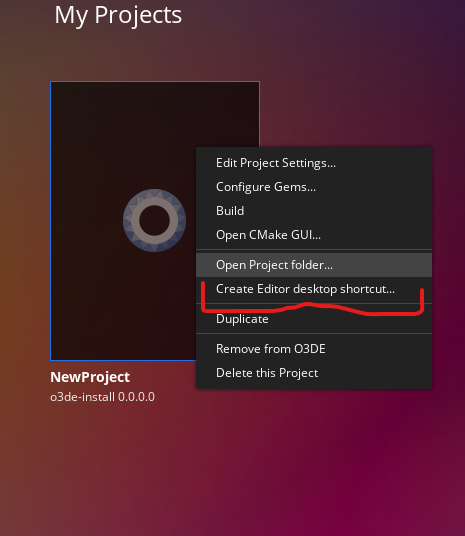 [Linux] "Create desktop shortcut" option is missing in context menu of Project in Project ...