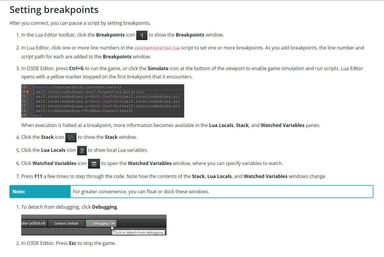 Lua Editor breakpoints are not triggered when entering the Game Mode · Issue #7318 · o3de/o3de ...