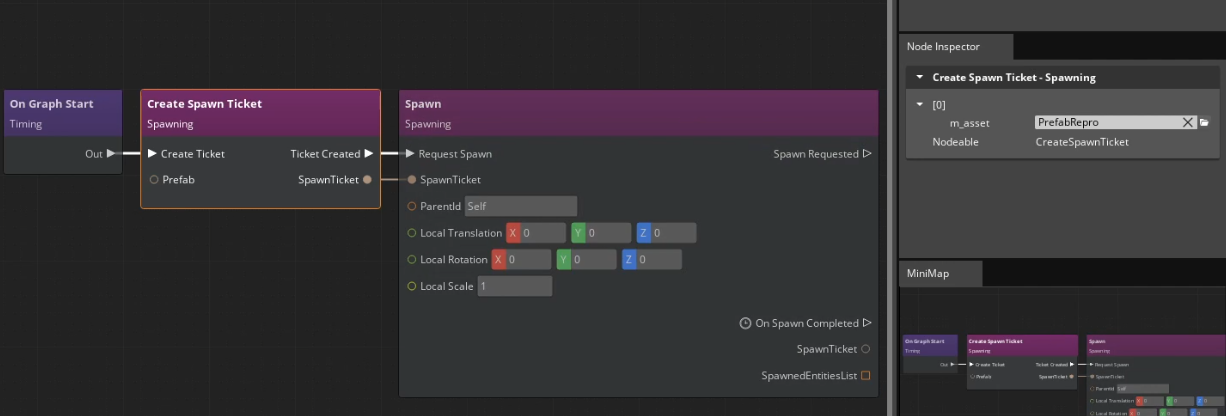 Attempting to spawn Prefabs using the Create Spawn Ticket and Spawn ...