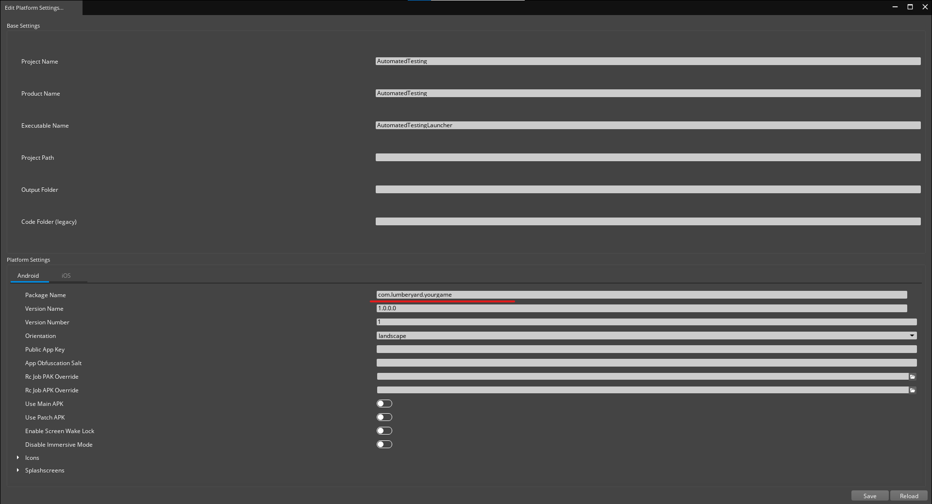 The default Android Platform Settings refer to Lumberyard · Issue #3881 · o3de/o3de · GitHub