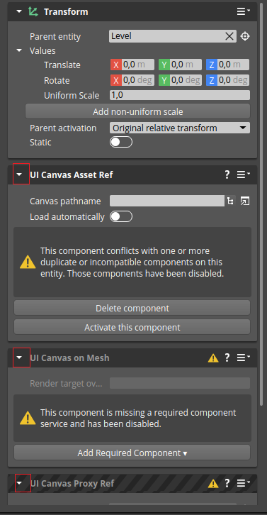 Linux: UI Canvas components' icons are missing from the Entity ...