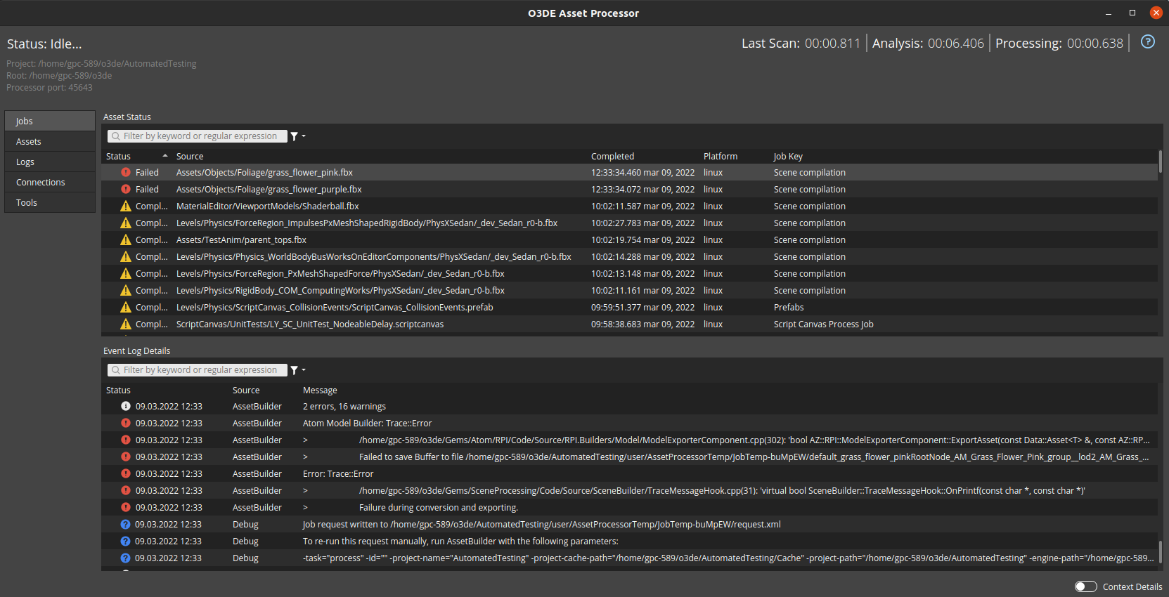 [Linux] Asset Processor fails to process grass_flower_pink.fbx and grass_flower_purple.fbx for ...