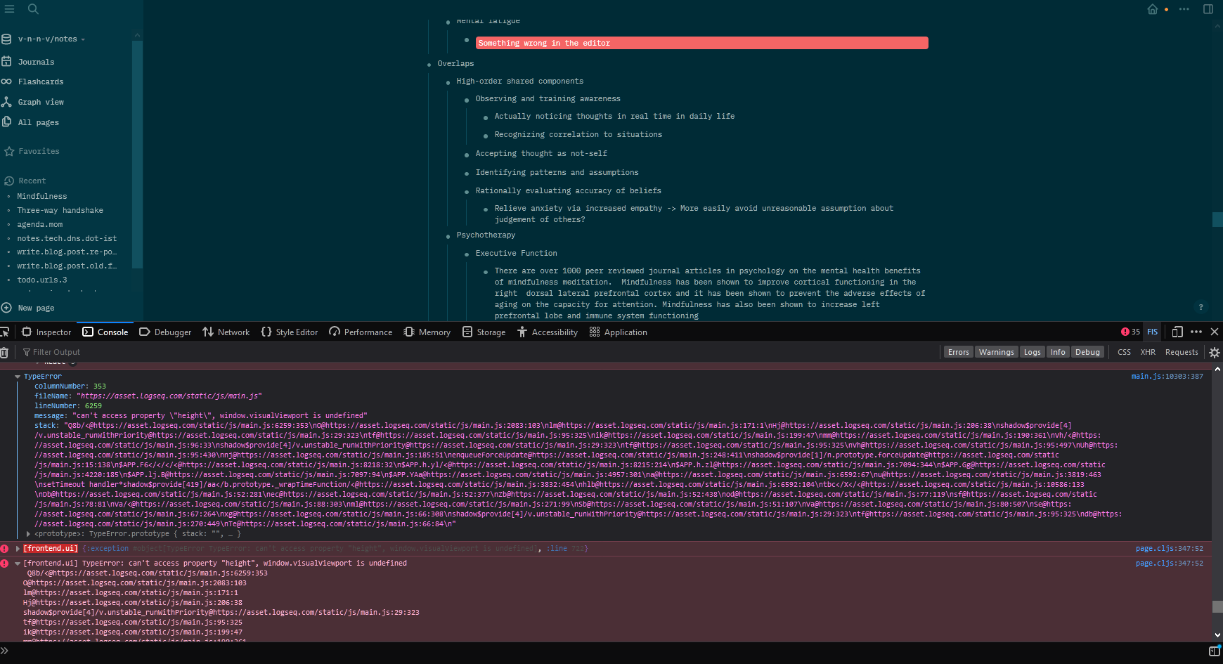 "Something wrong in the editor" + "window.visualViewport is undefined" · Issue #4467 · logseq ...
