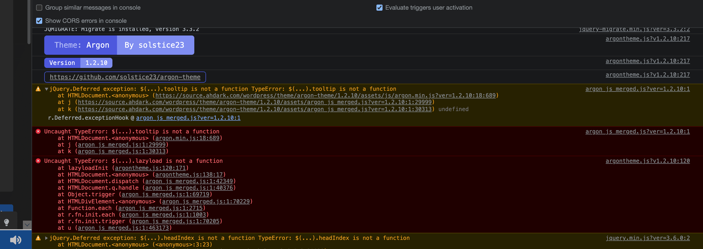 Error with Sonaar Stcky Music Player · Issue #359 · solstice23/argon-theme · GitHub