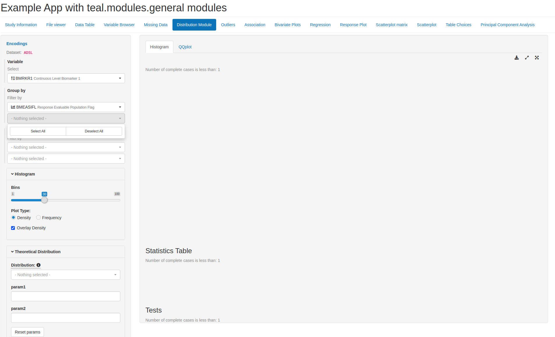 Distribution module: empty selection · Issue #5 · insightsengineering/teal.transform · GitHub