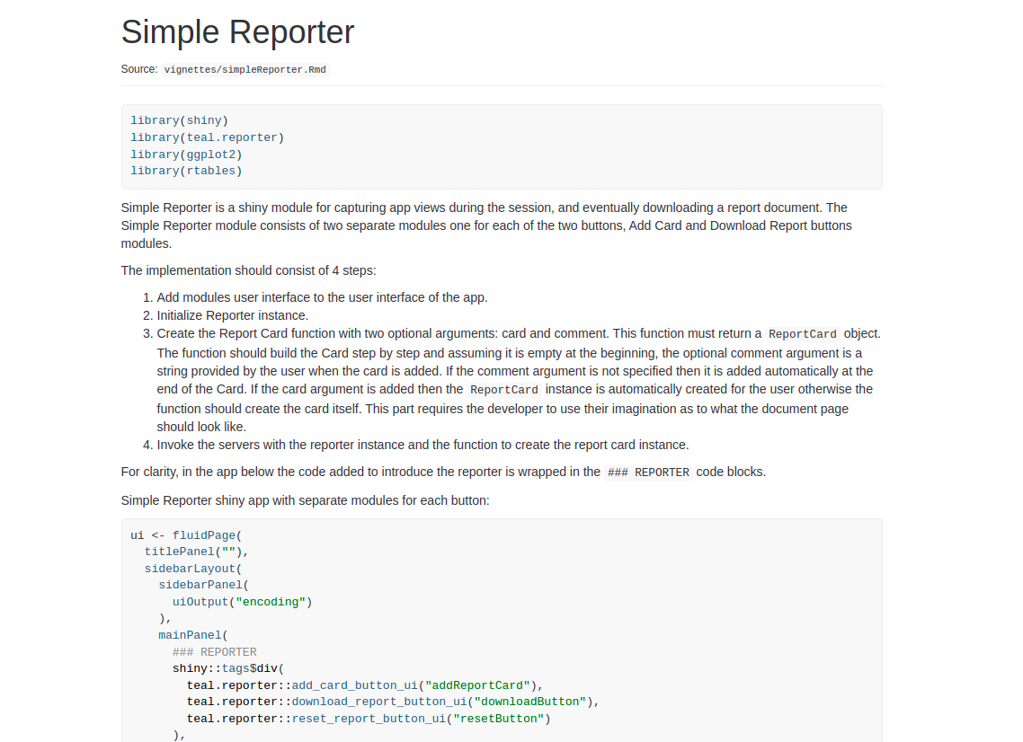 Vignettes Feedback · Issue 145 · Insightsengineeringtealreporter · Github 