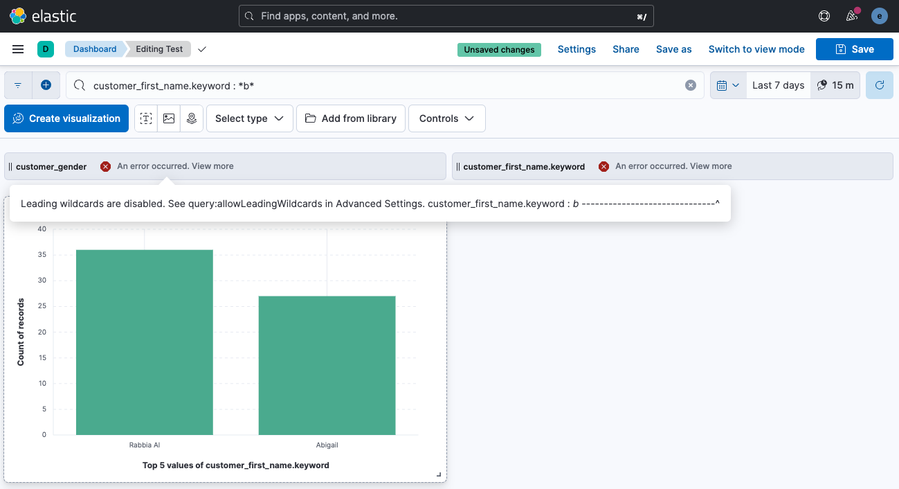 [Controls] Fix behaviour for leading wildcard query · Issue #152775 · elastic/kibana · GitHub