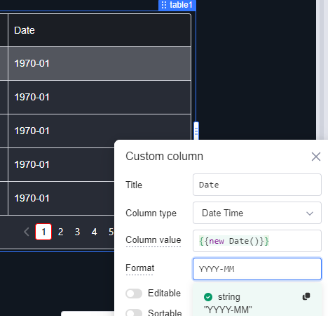 Table - column type [Date Time] format doesn't seem to work · Issue #201 · openblocks-dev ...