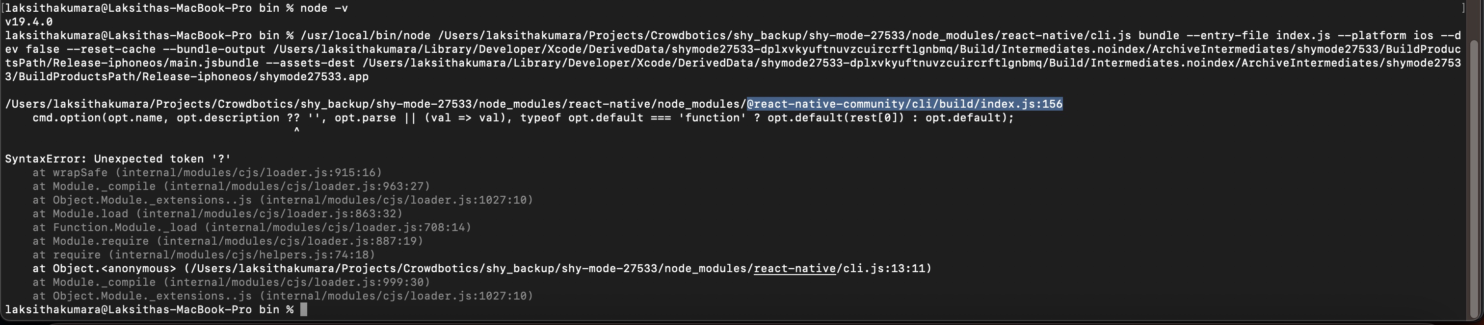 CLI: unexpected token '?' · Issue #1703 · react-native-community/cli ... CLI: unexpected token '?' · Issue #1703 · react-native-community/cli ...