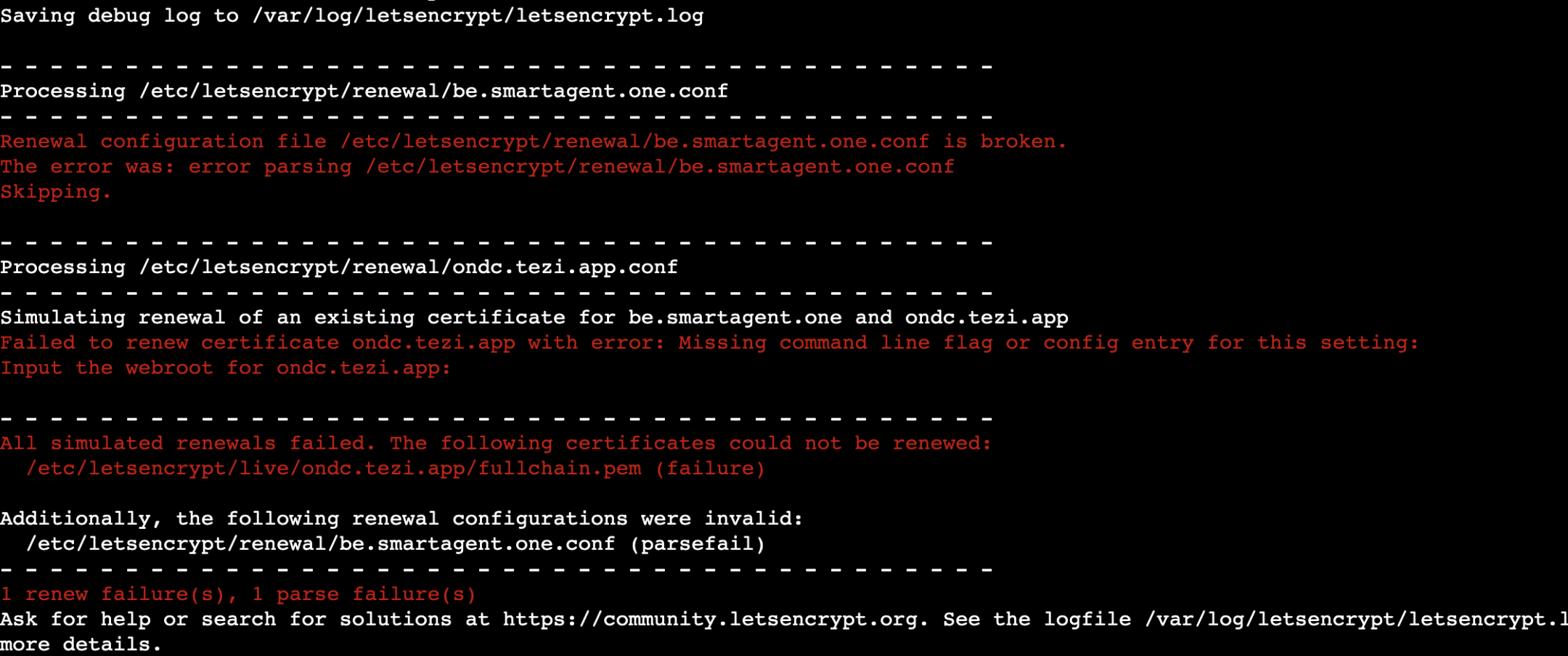 What to do if parsing of renewal config file fails? · Issue #2550 · certbot/certbot · GitHub