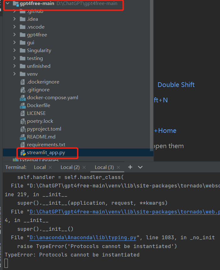 TypeError: Protocols cannot be instantiated · Issue #510 · xtekky/gpt4free · GitHub