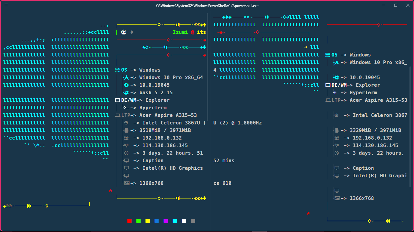 Neofetch charcter spacing error hyper term · Issue #7427 · vercel/hyper · GitHub