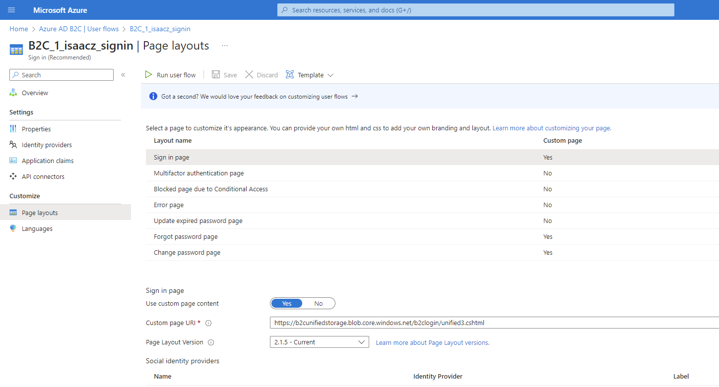 How do I configure my Azure AD B2C user flow's button links ? · dotnet ...