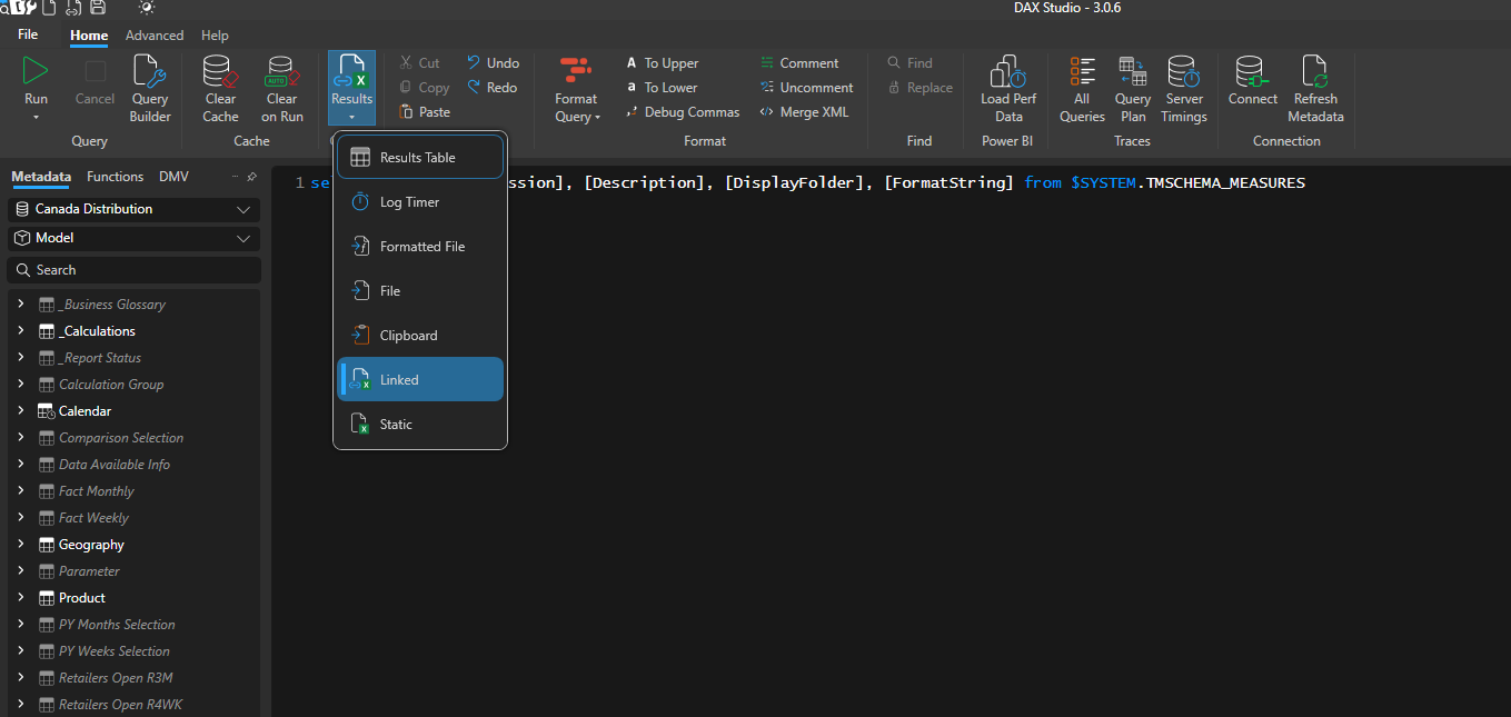 DAX Studio - Export Measure Metadata (DMV) to Linked Excel. · Issue #1083 · DaxStudio/DaxStudio ...
