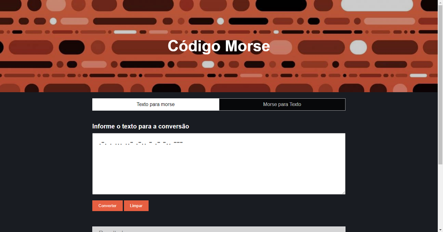 GitHub - JoaoEnrique/Codigo-Morse-JS: Desenvolvi um site em JavaScript que converte texto para ...