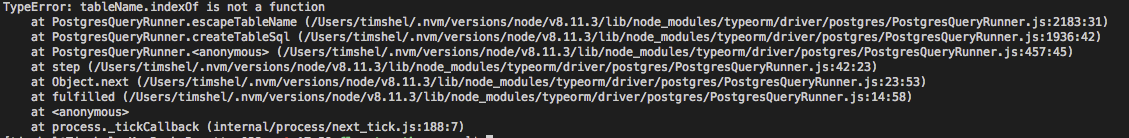 Error On Migration When Parse Tablename · Issue 2450 · Typeormtypeorm